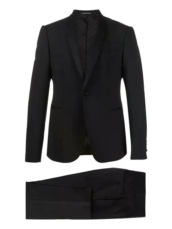 Emporio Armani Fitted Tuxedo Suit - Black