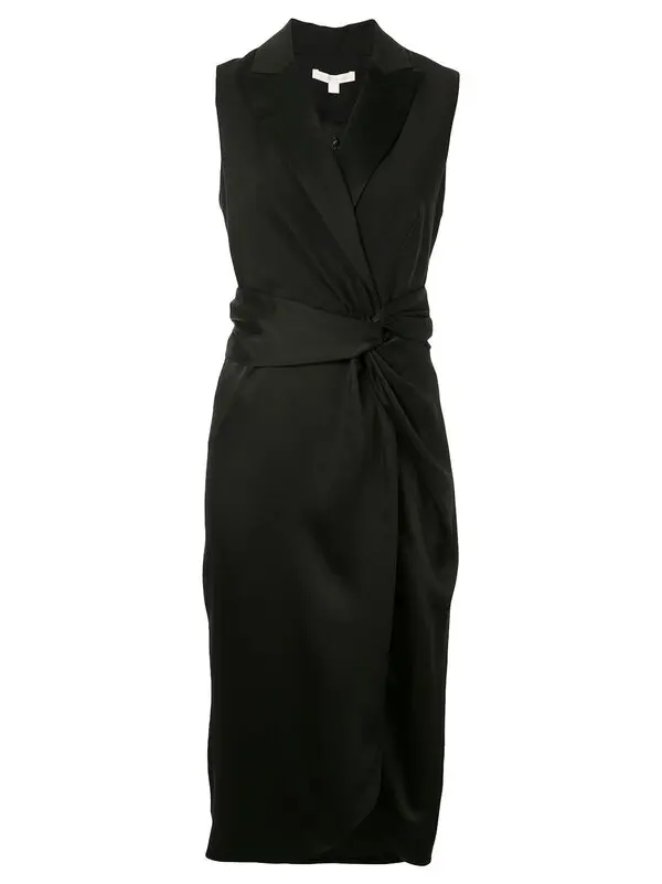 Simkhai Gathered Satin Midi Dress - Black