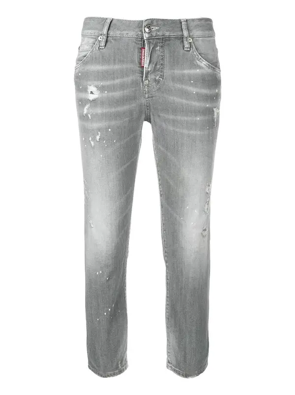 Dsquared2 Stonewashed Skinny Crop Jeans - Grey