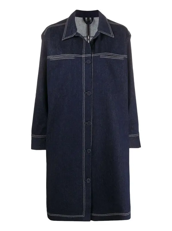 Sara Lanzi Single-breasted Denim Coat - Blue