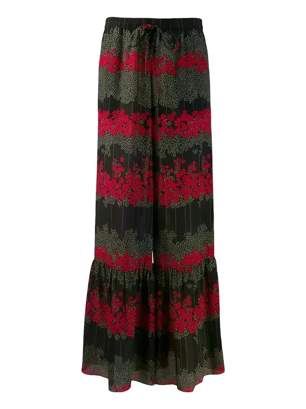Red Valentino Floral Flared Trousers - Black