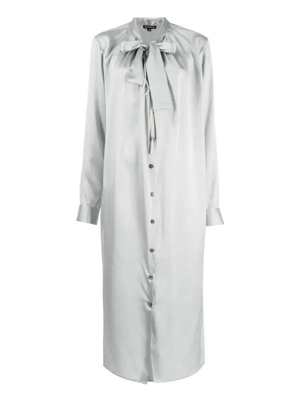 ANN DEMEULEMEESTER Tied Neckline Silk Dress - Blue