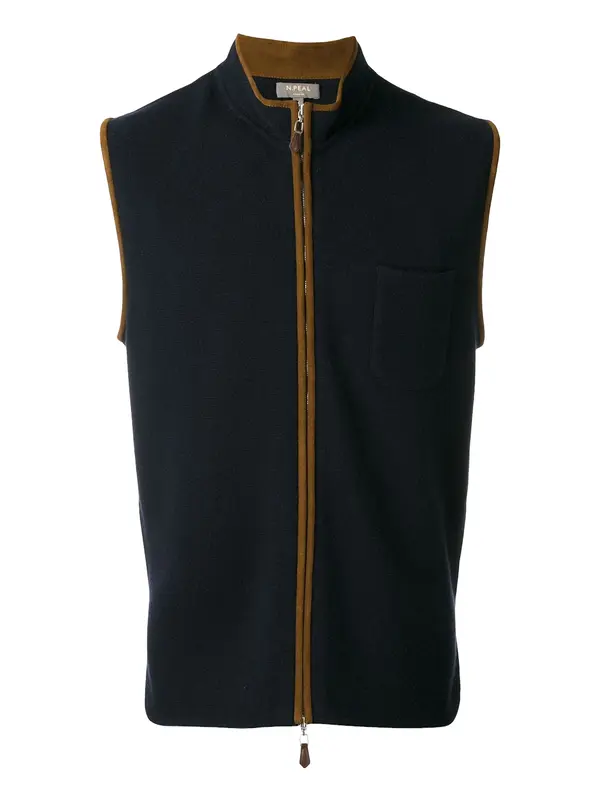 N.peal Cashmere Zip Up Gilet - Blue