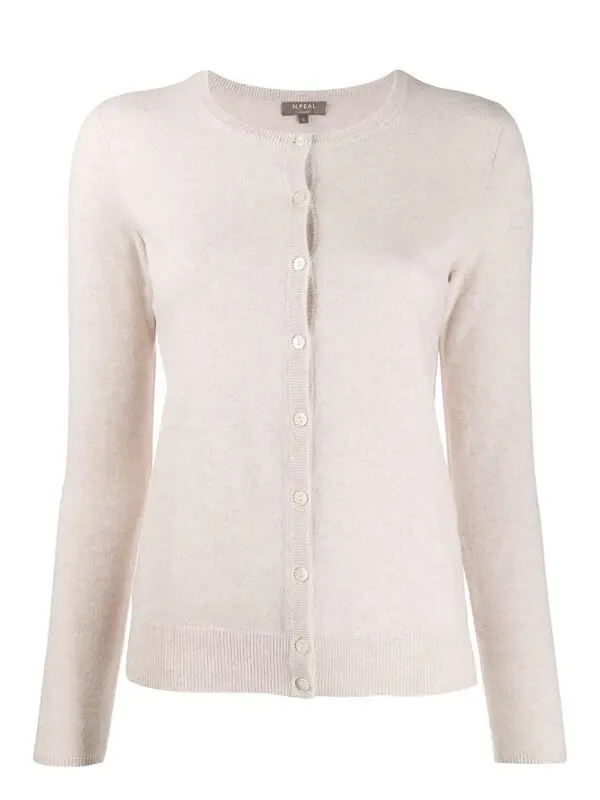 N.peal Round Neck Cashmere Cardigan - Neutrals
