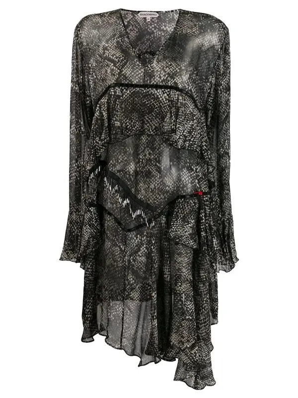 GIACOBINO Snake Print Mini Dress - Black