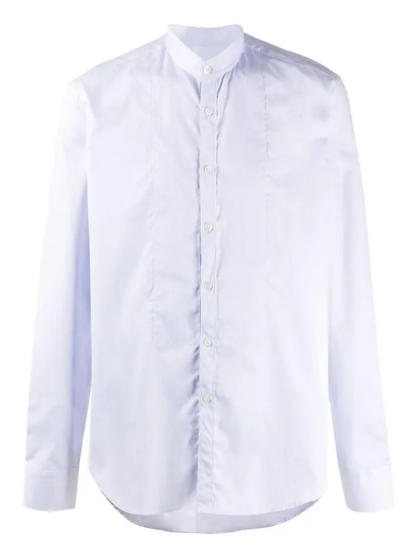 DELL'OGLIO Mandarin Collar Cotton Shirt - Blue