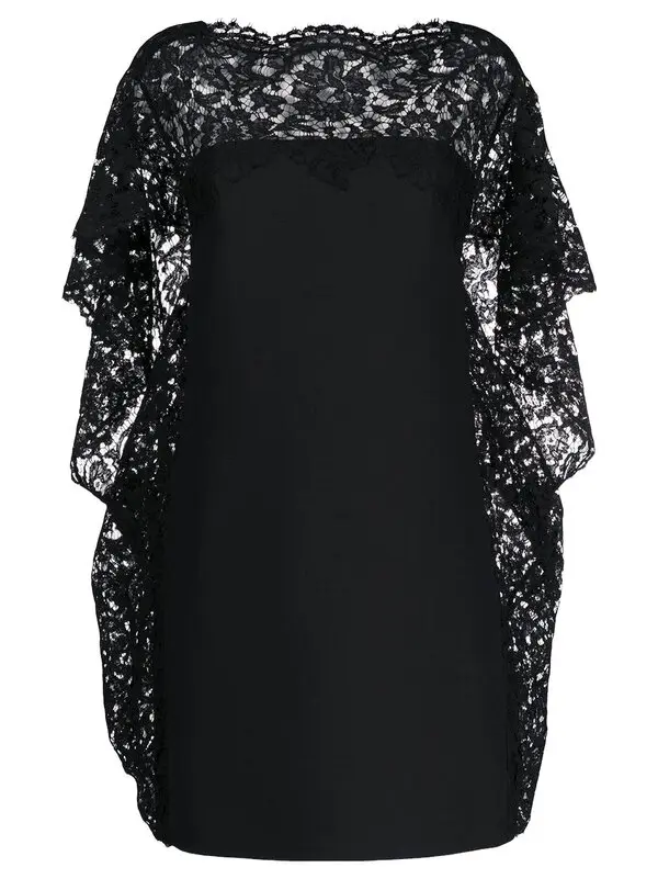 Valentino Garavani Cape-style Lace-embellished Dress - Black