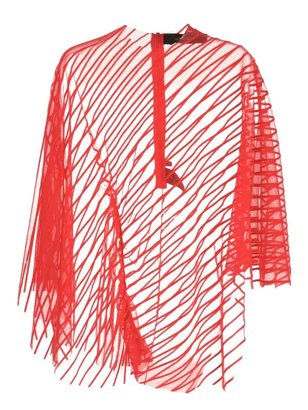 PAULA KNORR Velvet Striped Asymmetric Top - Red