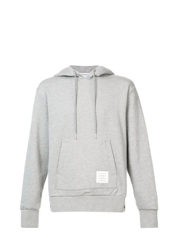 Thom Browne Stripe-detail Cotton Jersey Hoodie - Grey