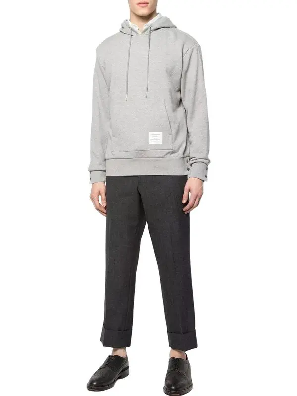 Thom Browne Stripe-detail Cotton Jersey Hoodie - Grey