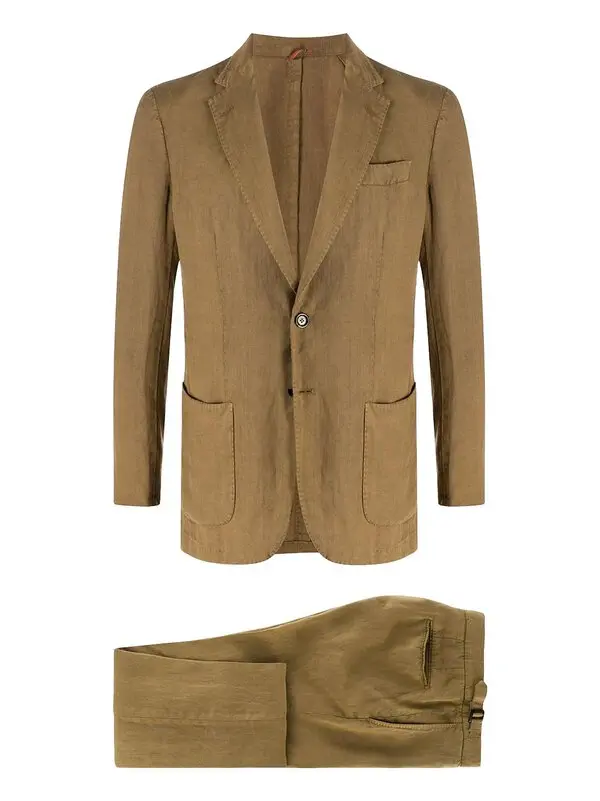 DELL'OGLIO Linen Single-breasted Suit - Brown
