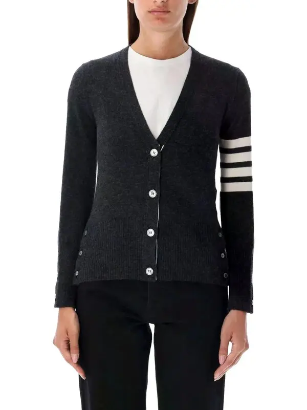 Thom Browne 4-bar V-neck Cashmere Cardigan - Grey