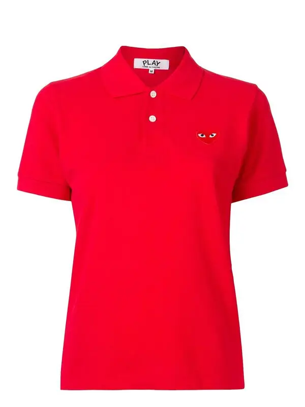 Play Comme Des Garcon Signature Piqué Polo Shirt - Red