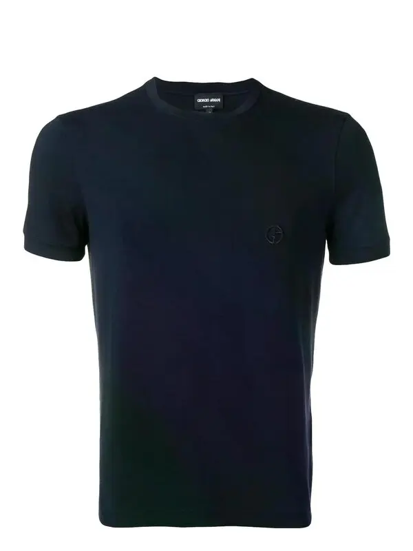 Giorgio Armani Embroidered Logo T-shirt - Blue
