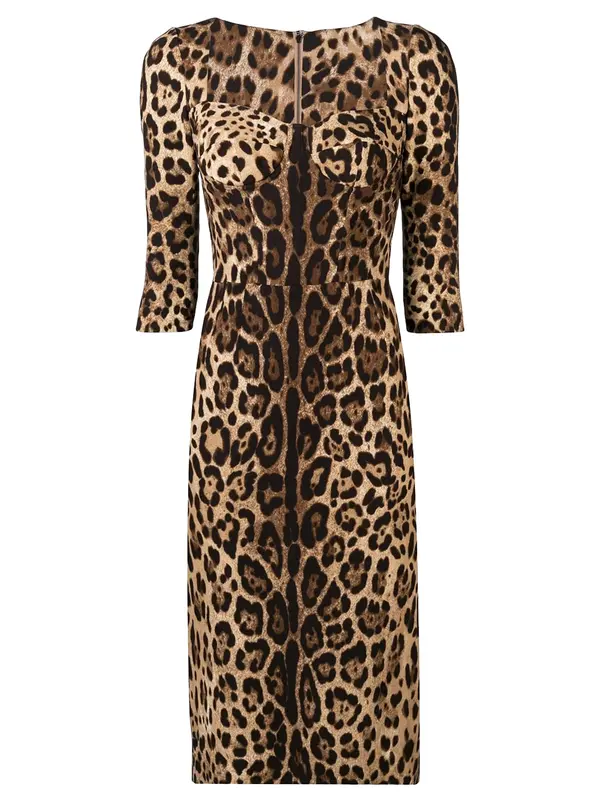 Dolce & Gabbana Leopard-print Midi Dress - Brown