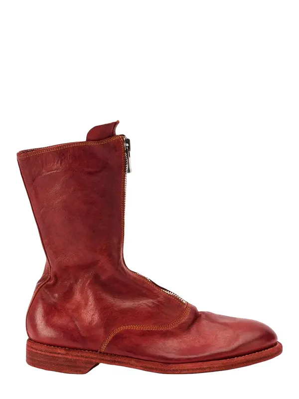 Guidi Zipped Ankle Boots - Red