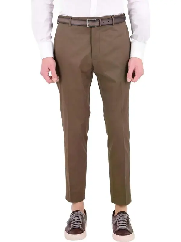 DELL'OGLIO Cropped Chino Trousers - Brown