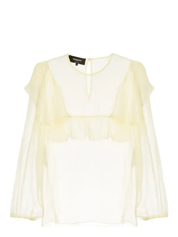 Rochas Ruffled Silk Blouse - White