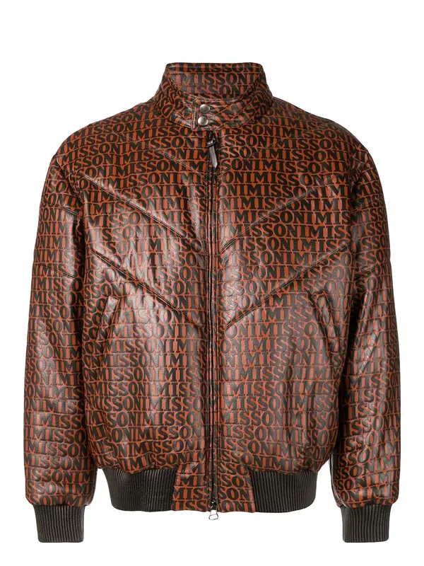 Missoni Logo Print Bomber Jacket - Brown