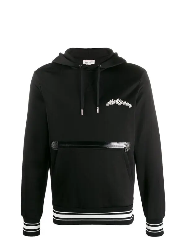 Alexander McQueen Double Logo-embroidery Hoodie - Black