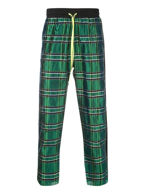 Amiri Silk Plaid Track Pants - Green