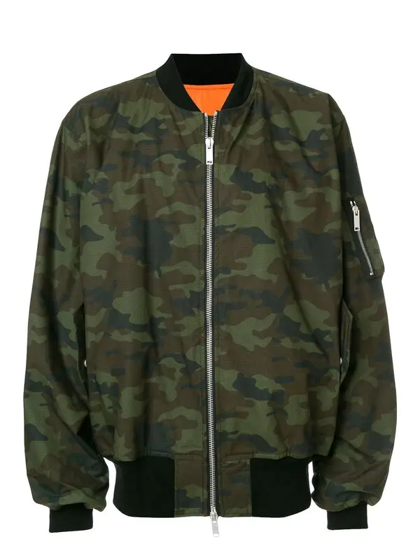 BEN TAVERNITI UNRAVEL PROJECT Camouflage Print Bomber Jacket - Green