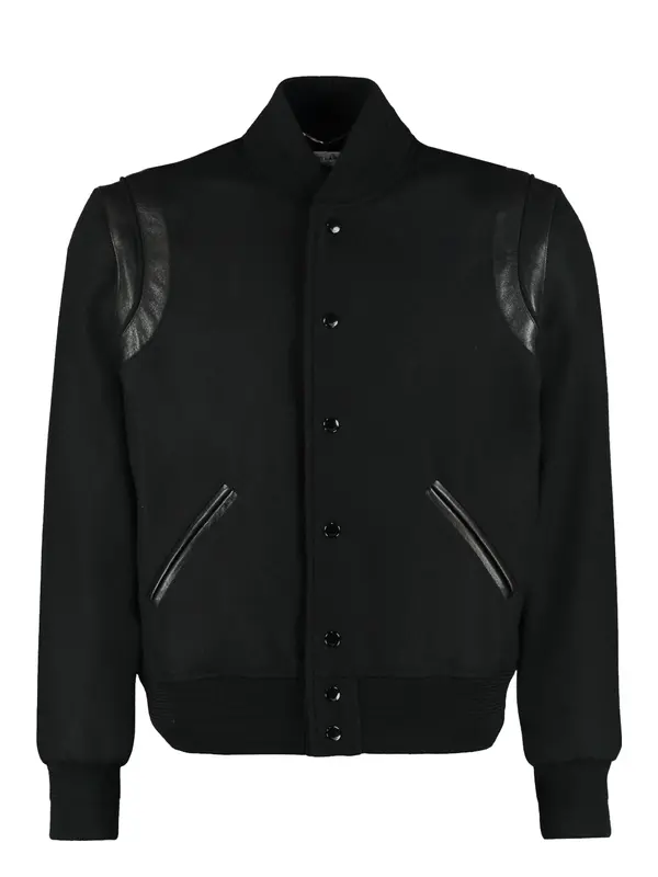 Saint Laurent Wool Bomber Jacket - Black