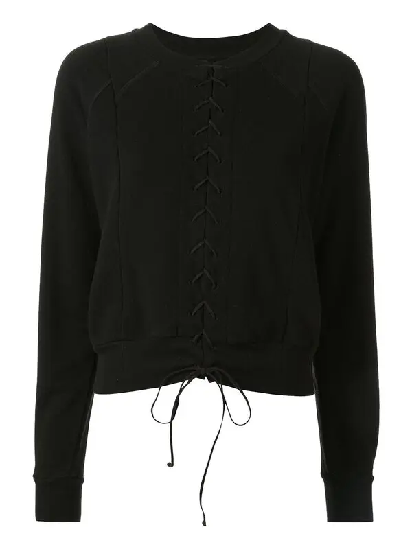 BEN TAVERNITI UNRAVEL PROJECT Lace Front Sweatshirt - Black