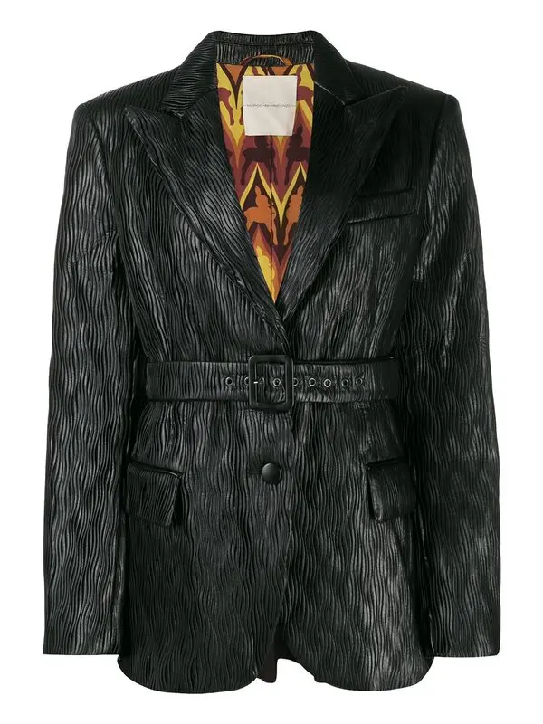 Marco De Vincenzo Belted Pleated Blazer - Black