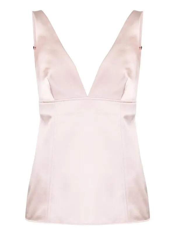 Givenchy V-neck Satin Top - Pink