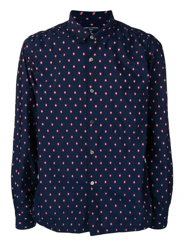 Comme Des Garçons Geometric Embroidery Shirt - Blue