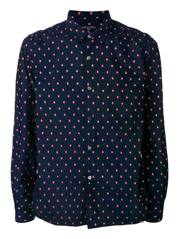 Comme Des Garçons Geometric Embroidery Shirt - Blue