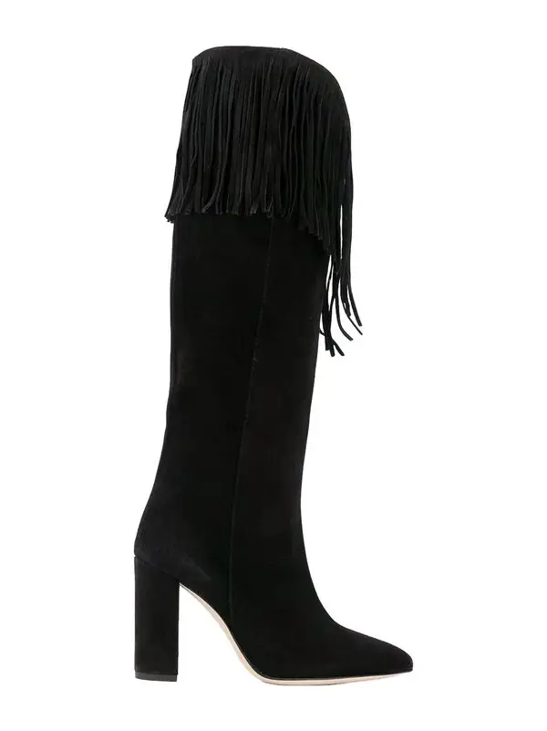 Paris Texas Fringed Suede Boots - Black