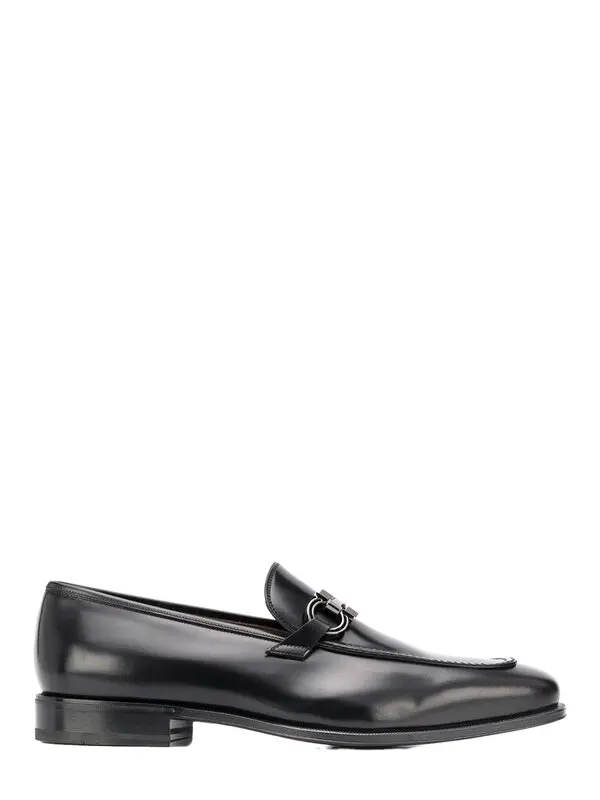 FERRAGAMO Gancini Leather Loafers - Black