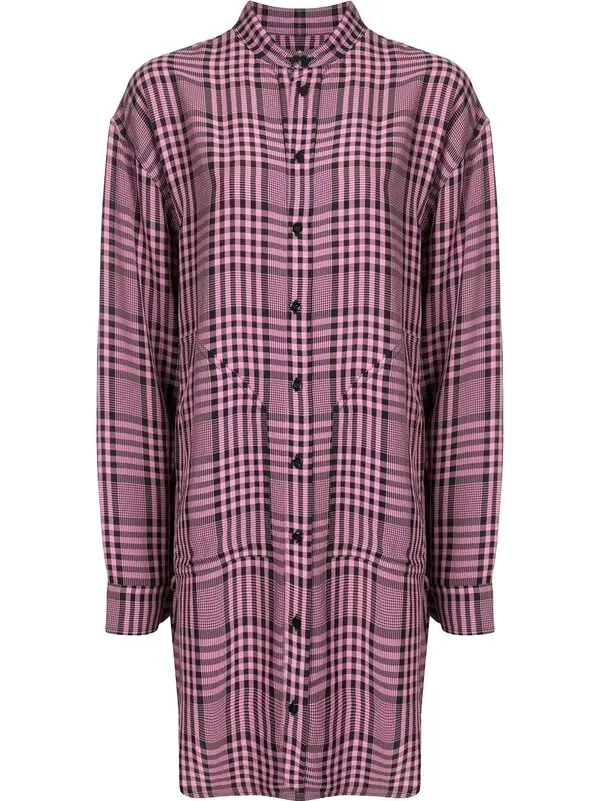 Colville Asymmetric Hem Checked Shirt - Pink