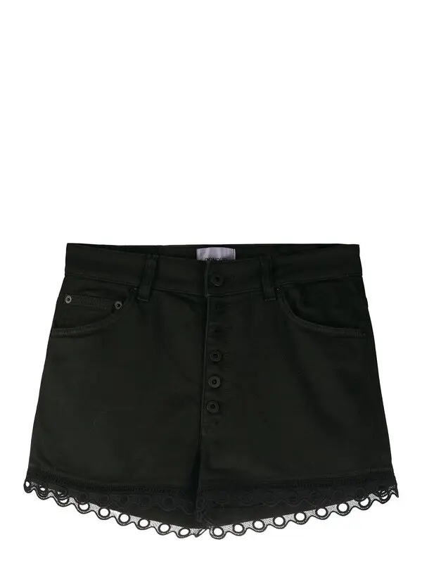 DONDUP Eyelet Denim Shorts - Black