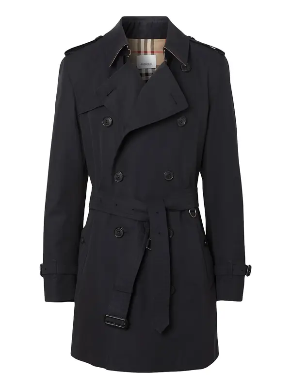 Burberry Cotton Gabardine Trench Coat - Blue