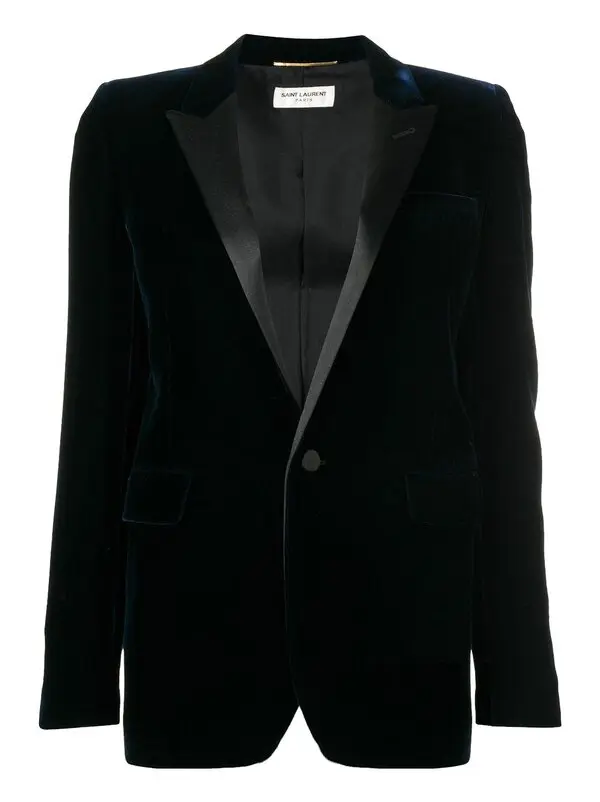 Saint Laurent Velvet Tuxedo Jacket - Blue
