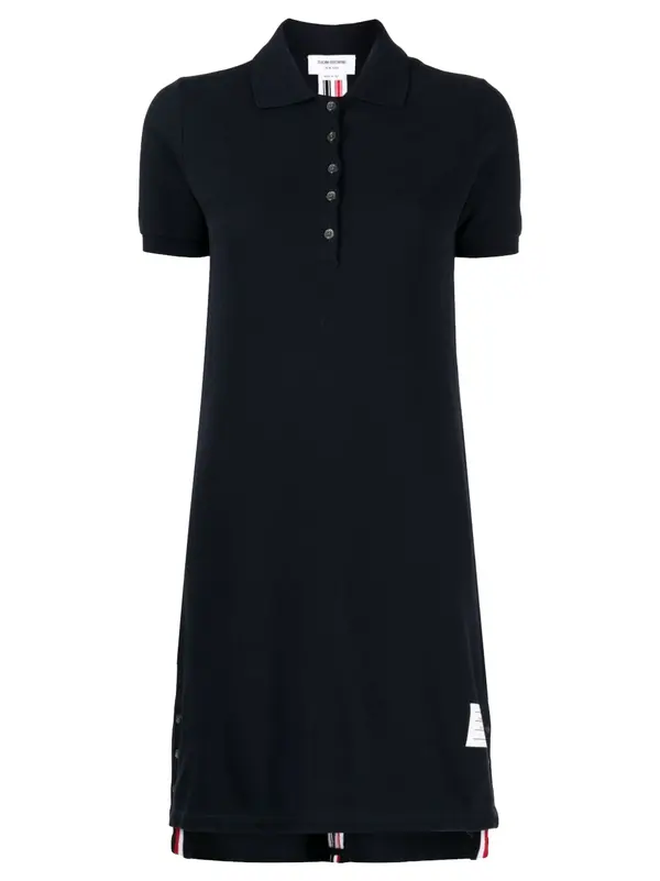 Thom Browne Stripe-detailing Piqué Polo Dress - Blue
