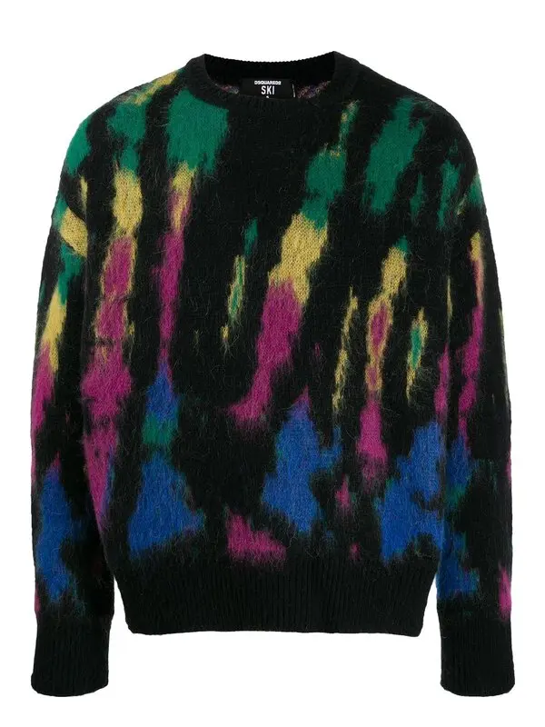 Dsquared2 Multicolor Pattern Wool Blend Jumper - Black