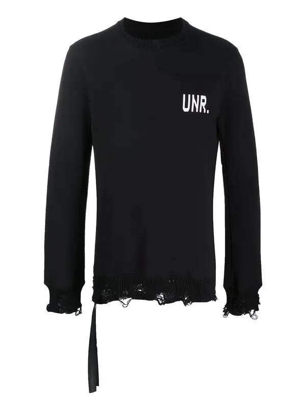 BEN TAVERNITI UNRAVEL PROJECT Distressed Logo Sweatshirt - Black