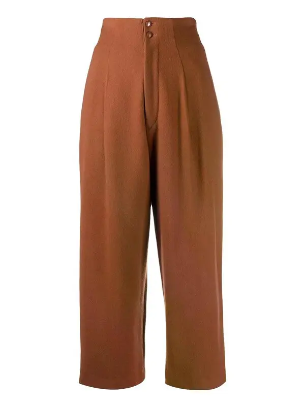 Yohji Yamamoto 1980s High-rise Cropped Trousers - Brown