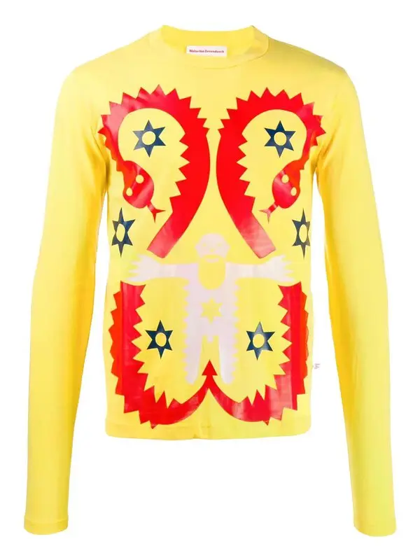 WALTER VAN BEIRENDONCK 2009 Snake Printed Long-sleeved T-shirt - Yellow