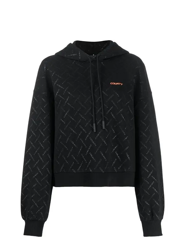 COUNTY OF MILAN All-over Logo Print Hoodie - Black