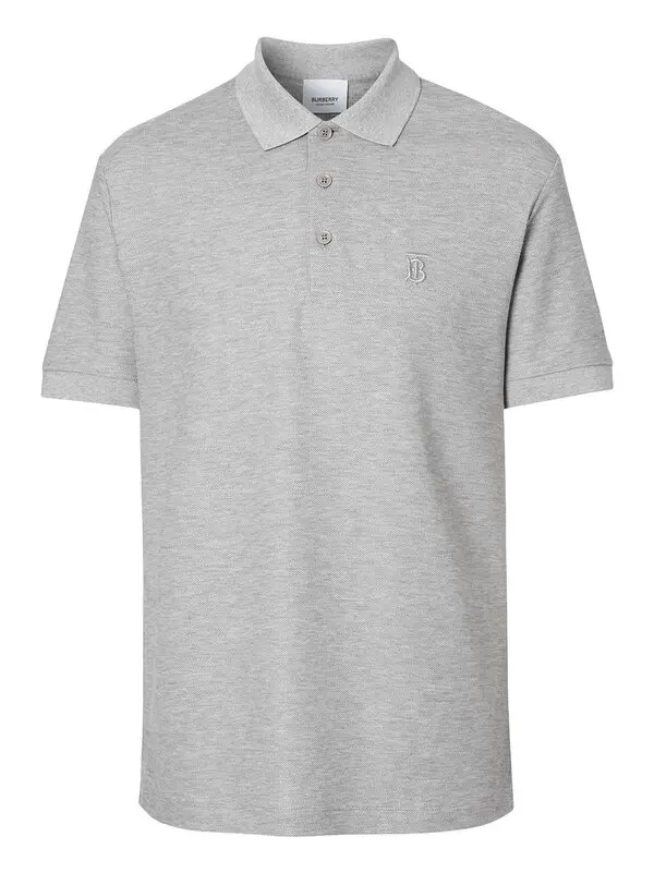 Burberry Monogram Motif Cotton Piqué Polo Shirt - Grey