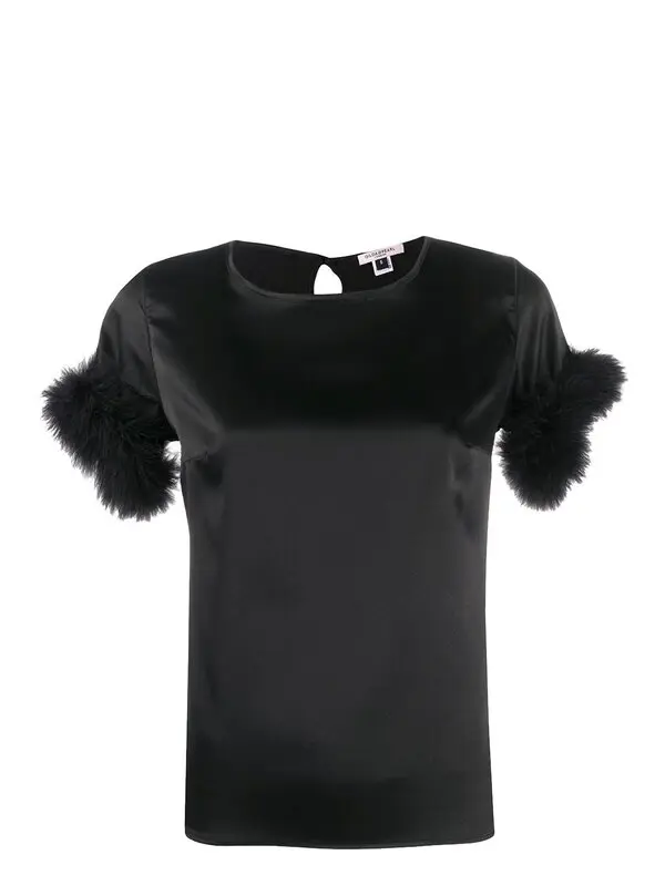 GILDA & PEARL Marabou-trimmed Blouse - Black