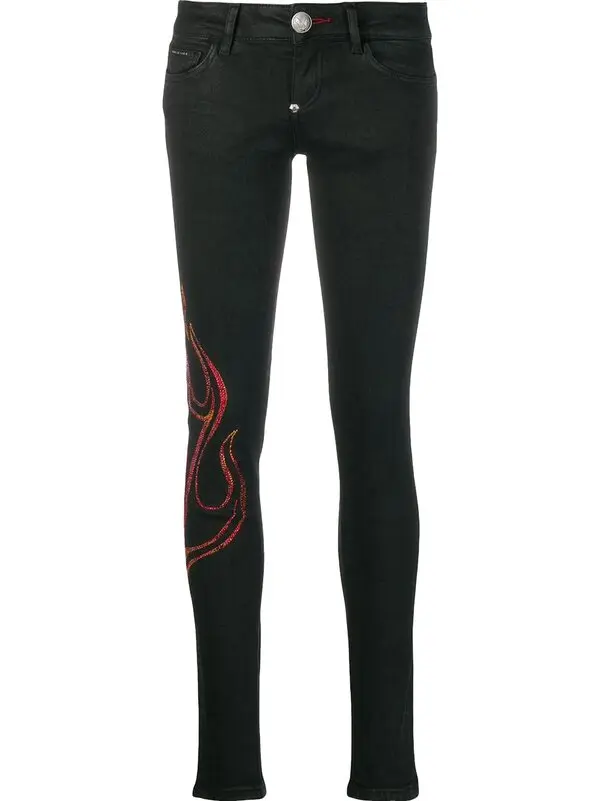 Philipp Plein Flame Skinny Jeans - Black