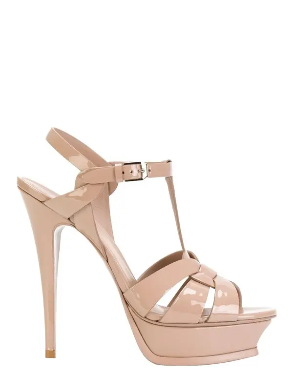Saint Laurent Tribute Platform Sandals - Neutrals
