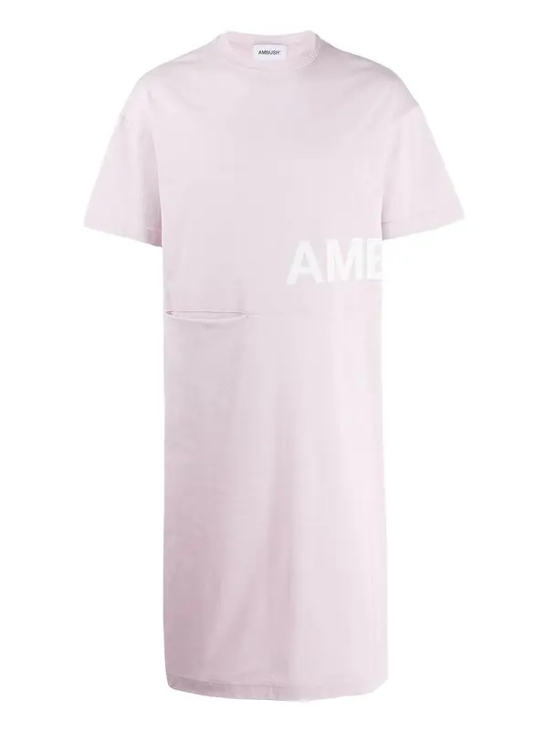 AMBUSH Long-line Logo-print T-shirt - Pink