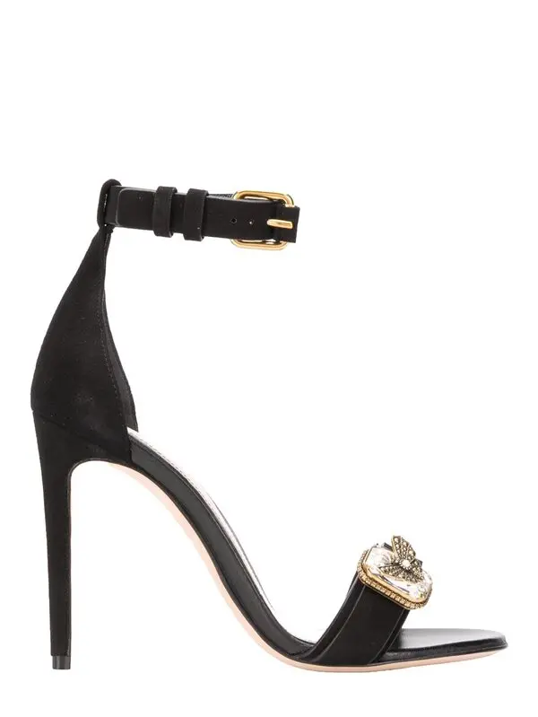 Alexander McQueen Crystal Embellished Butterfly Sandals - Black
